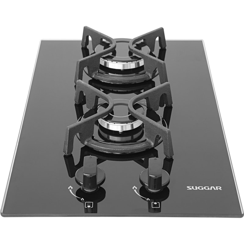 Cooktop ou Fogão de Mesa | 2 Queimadores - Vidro Preto | Suggar